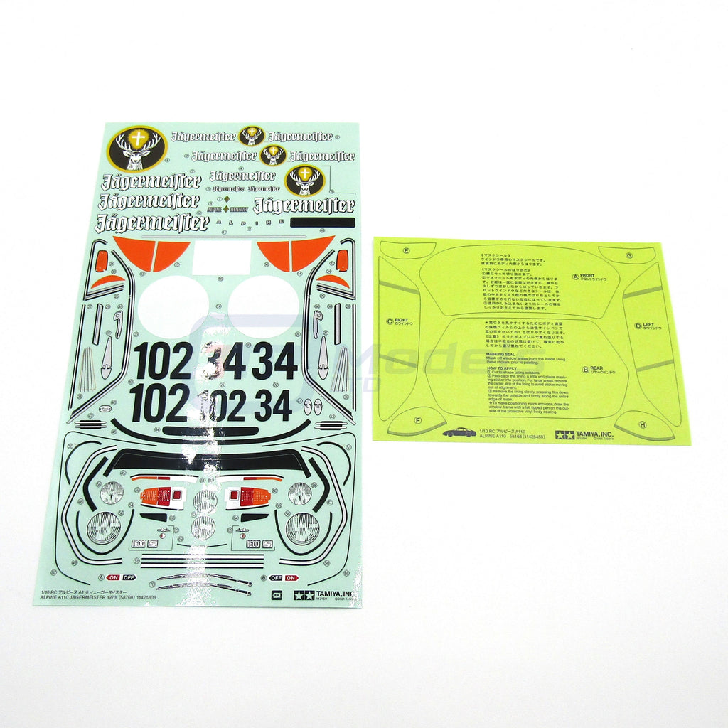 Tamiya 58708 Alpine A110 Jägermeister 1973, 9490057/19490057, Decals/S ...