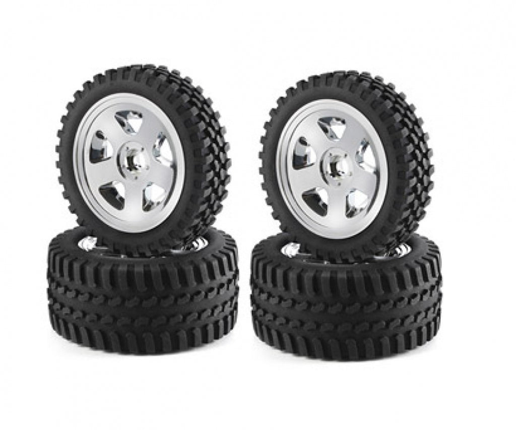 Carson 500900028 2WD Buggy On-Road Wheels & Tyres (Chrome)(For Tamiya ...