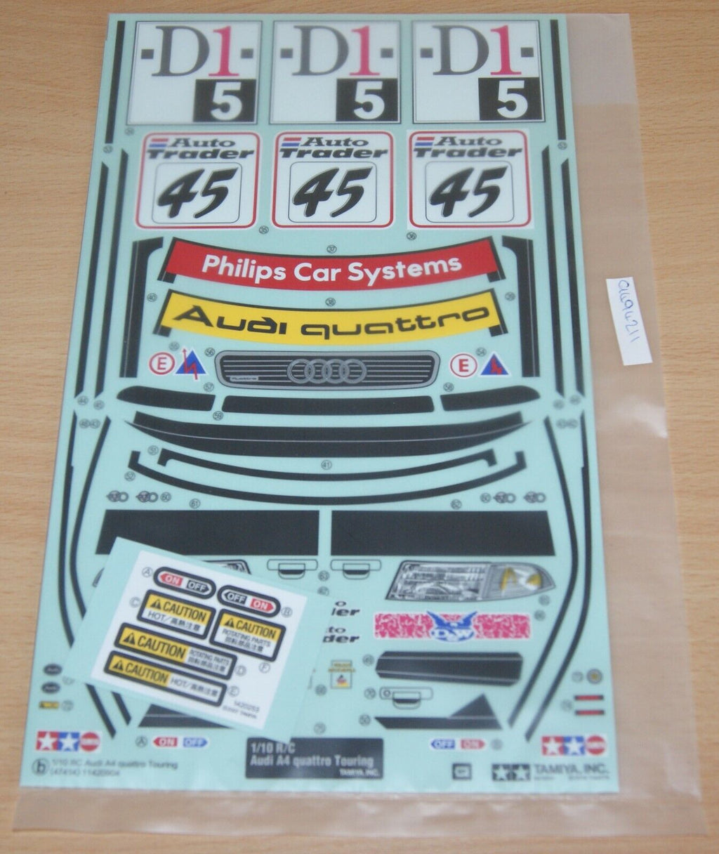 Tamiya 47414 Audi A4 Quattro/TT01E, 9494211/19494211 Decals/Stickers ...