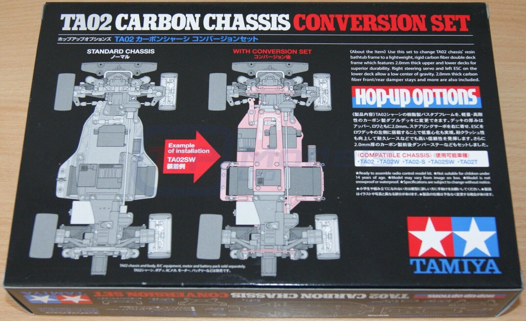 Tamiya 47479 TA02 Carbon Chassis Conversion Set, (TA02S/TA02SW/TA02W/F ...