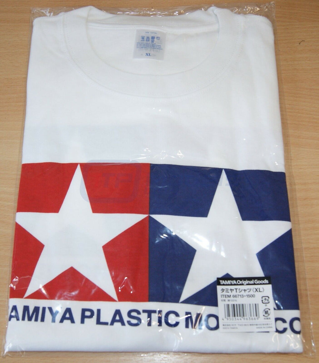 Tamiya 66713 Official White Logo T-Shirt with Short Sleeves (XL) 44" C ...