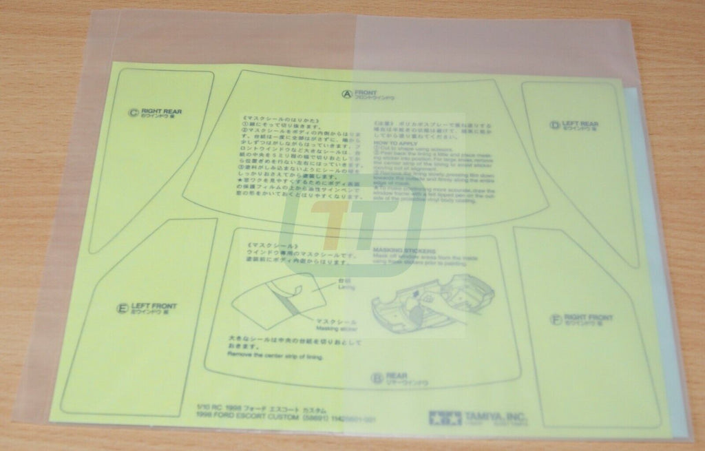 Tamiya 58691 Ford Escort Custom 1998/TT02, 9490028/19490028 Decals & M ...