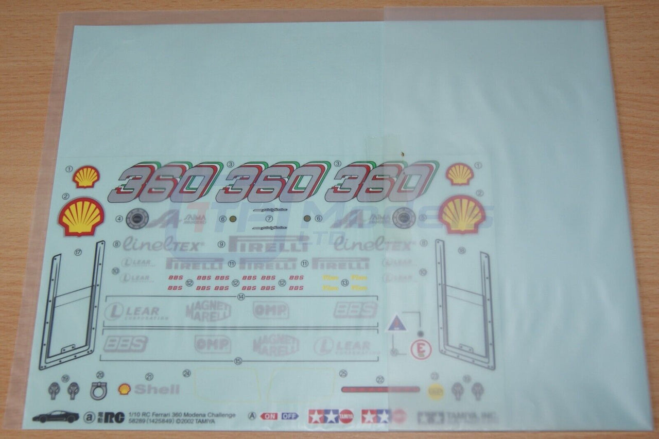 Tamiya 58289 Ferrari 360 Modena Challenge/TL01, 9495383/19495383 Decal – TTP Models