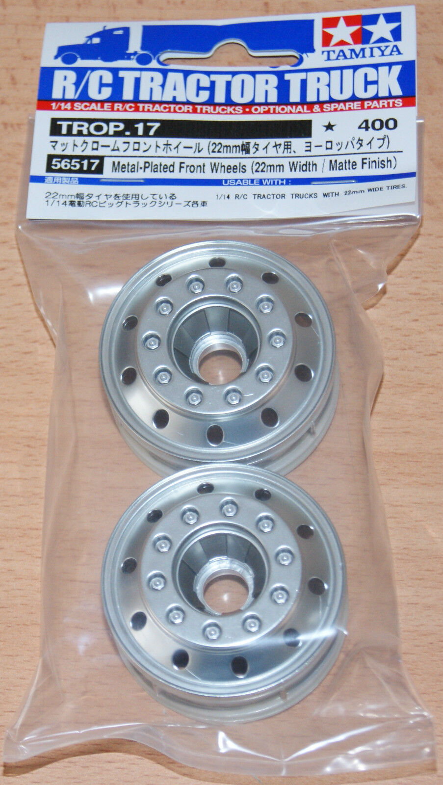 Tamiya 56517 Metal-Plated Front Wheels (22mm Width/Matte Finish), (Sca ...