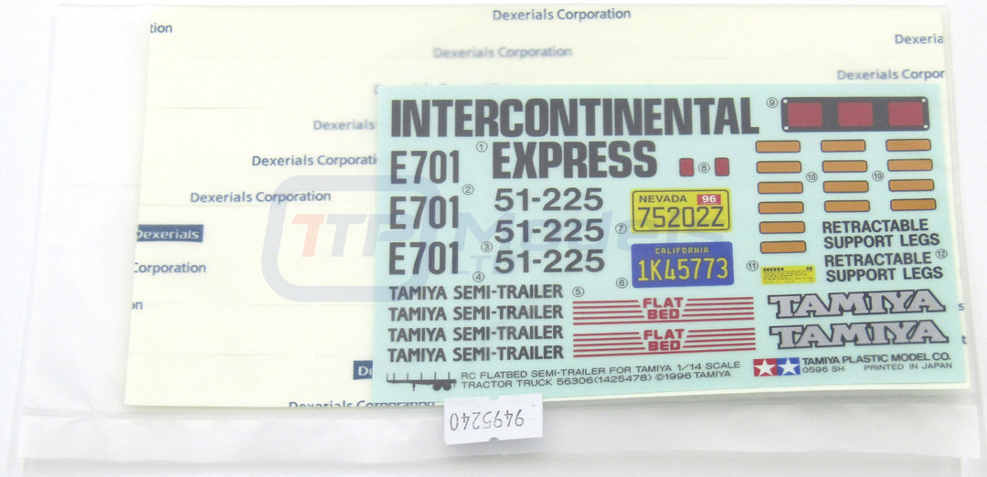 Tamiya 56306 Flatbed Semi-Trailer, 9495240/19495240 Decals/Stickers ...